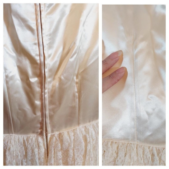 Vintage | Dresses | Vintage 4s 50s Wedding Gown Liquid Satin And Lace ...